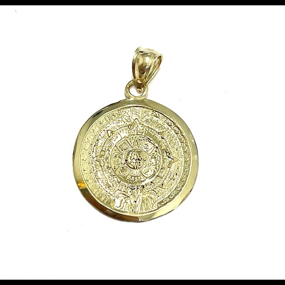 Jewelry | 1kt Gold Aztec Calendar Charm Pendant | Poshmark